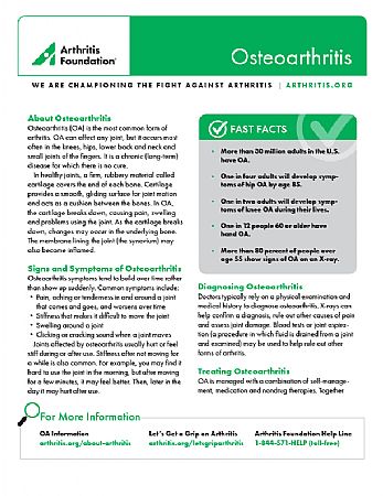 Home > OSTEOARTHRITIS FACT SHEET (Pad of 50)